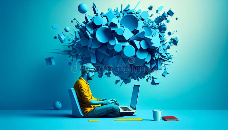 Guy Animator at Creation Project Process Illustration. Male Motion ...