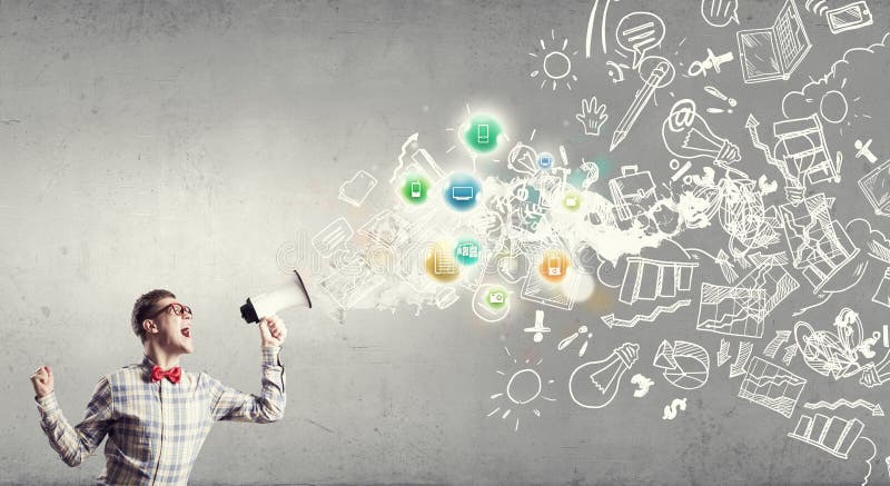 Guy announcing something stock image. Image of corporate - 48690091