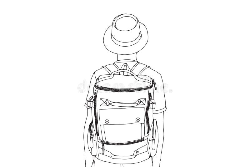 The Guy with the Backpack. Conceptual Travel Vector Illustration Stock ...