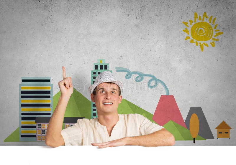 Guy with banner stock image. Image of happy, male, modern - 60985105