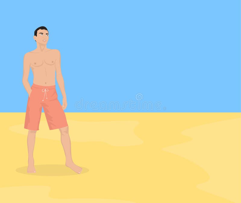 Guy on the beach stock vector. Illustration of summer - 74349697