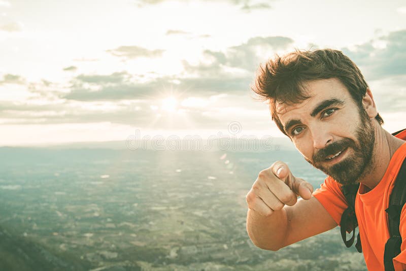 Guy with a Beard on a Sunset Looking at the Camera and Smiling. Stock ...