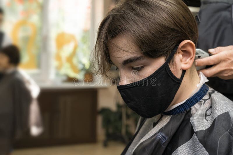 Guy in a Black Protective Mask is Cut Stock Photo - Image of facial ...