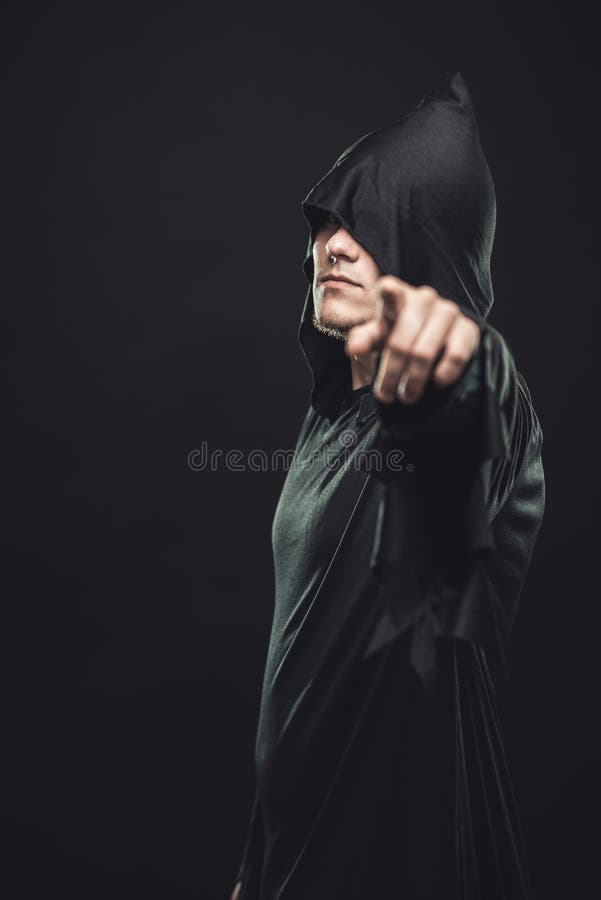 Guy in the Black Robe Indicates You Stock Photo - Image of caucasian ...