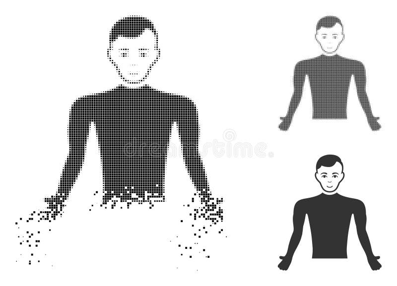Disintegrating Pixel Halftone Guy Body Icon with Face Stock Vector ...
