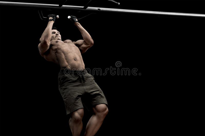 Guy Bodybuilder Do Chin-ups Stock Image - Image of healthy, musculation ...