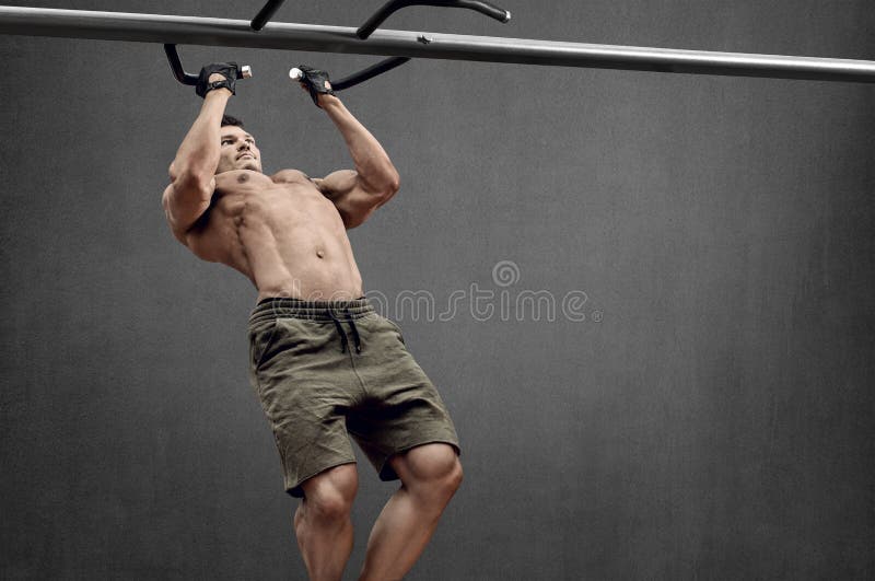Guy Bodybuilder Do Chin-ups Stock Image - Image of inside, brawny ...