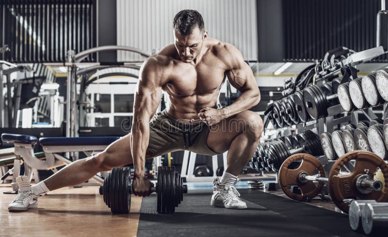 Guy Bodybuilder with Dumbbell Stock Image - Image of brawny ...