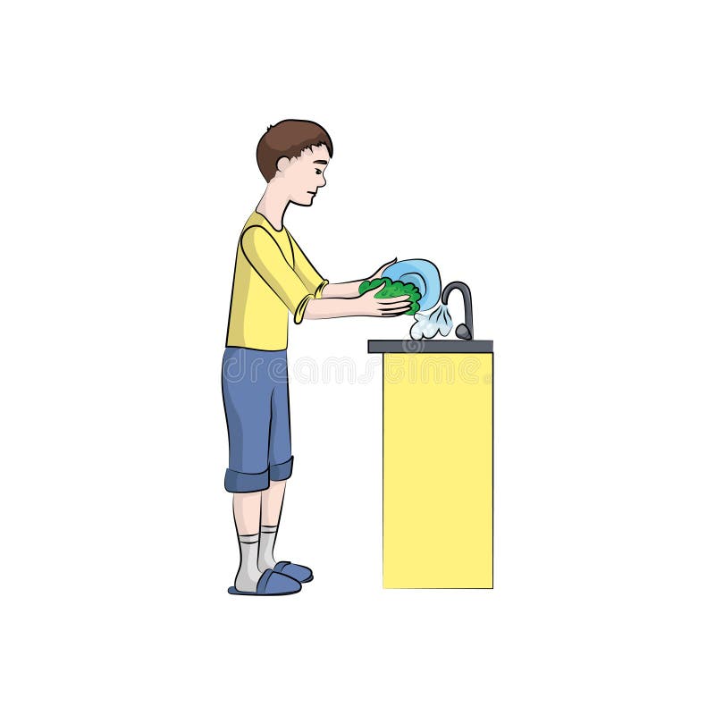 Boy Wash Dishes Stock Illustrations – 102 Boy Wash Dishes Stock ...
