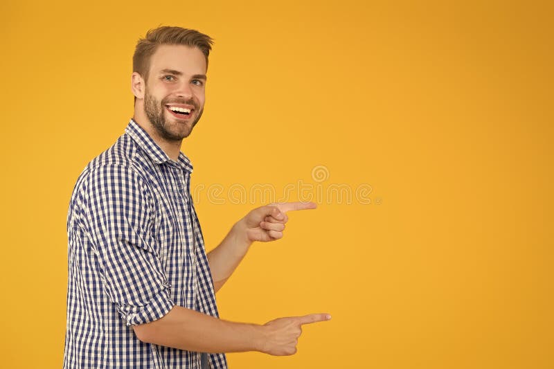 Guy With Bristle Wear Casual Outfit Handsome Man Casual Concept
