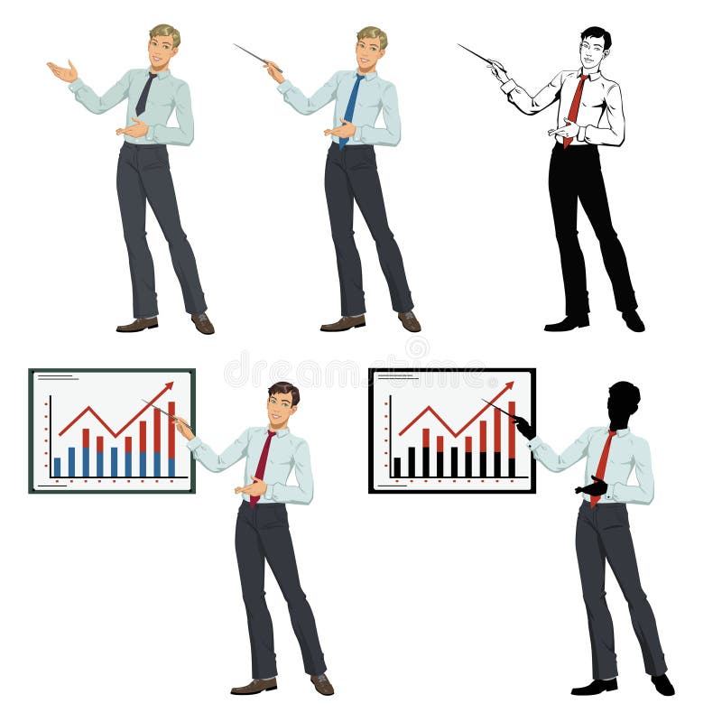Guy businessman presenting stock vector. Illustration of diagram ...