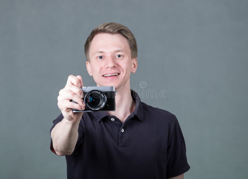 Guy with camera stock image. Image of male, photography - 71987393