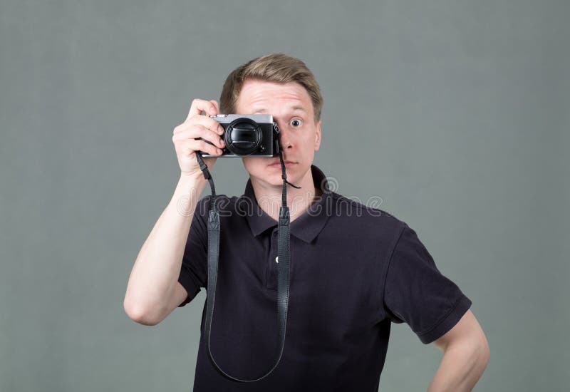 Guy with camera stock photo. Image of person, photographer - 72699350