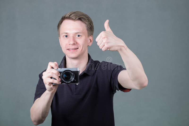 Guy with camera stock photo. Image of people, technology - 72894268