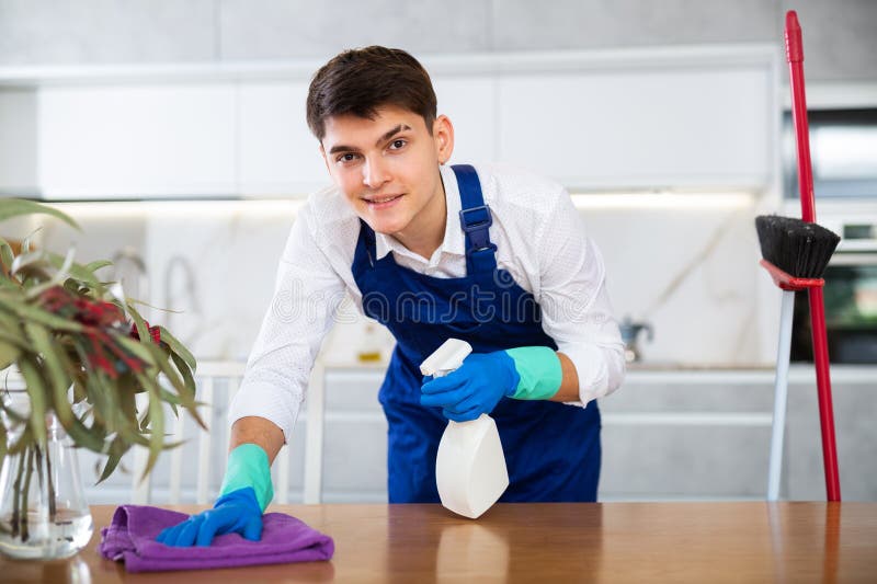 Guy Carries Out Comprehensive Cleaning Stock Image - Image of dirt ...