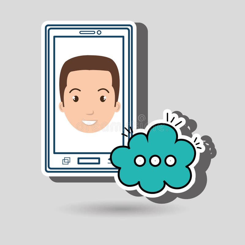 Guy Cartoon Smartphone Cloud Chat Stock Illustration - Illustration of ...