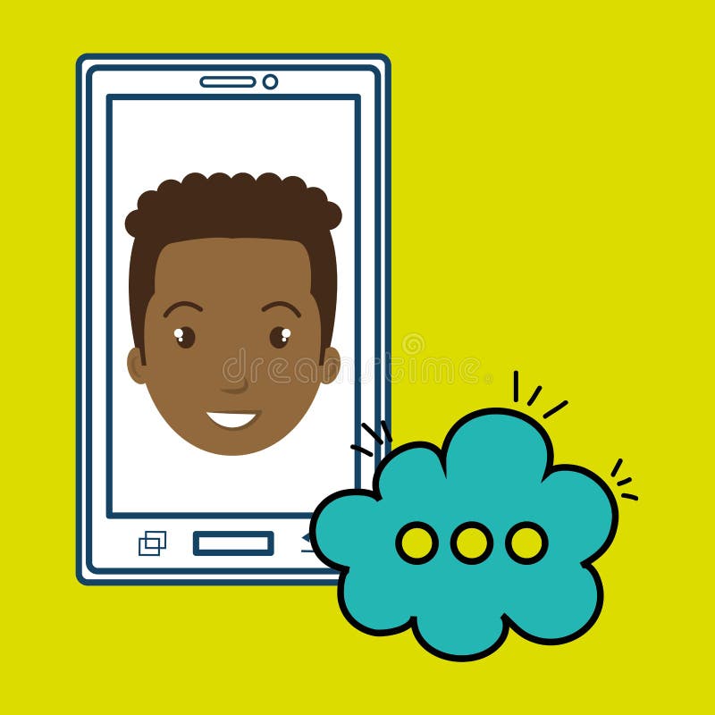 Guy Cartoon Smartphone Cloud Chat Stock Illustration - Illustration of ...