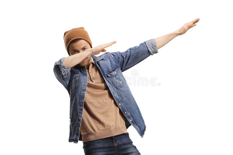 Guy in Casual Clothes Making a Dab Pose Stock Photo - Image of dancer ...