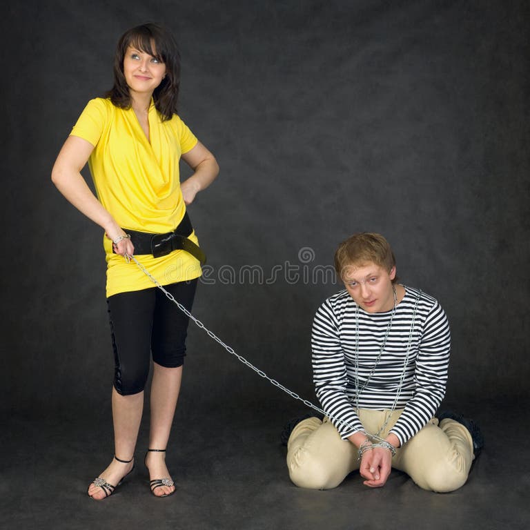 Guy Chained in a Chain and Girl Stock Image - Image of chain, bind: 9134117
