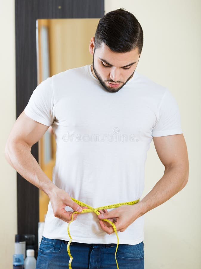 Guy Checking Fitness Results Stock Photo - Image of hair, measurement ...