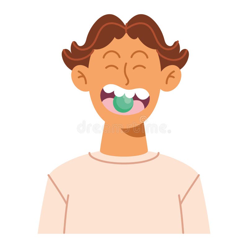 Guy chewing gum stock vector. Illustration of sweet - 345027416