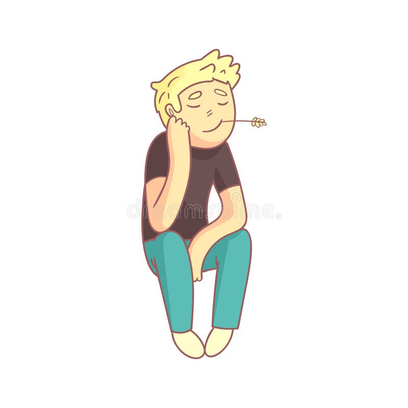 Guy Chewing on a Straw stock vector. Illustration of attitude - 73076888