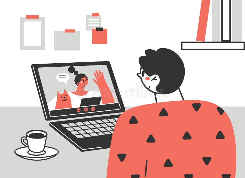 A Guy Communicates Via Video Call with His Interlocutor Via a Laptop ...