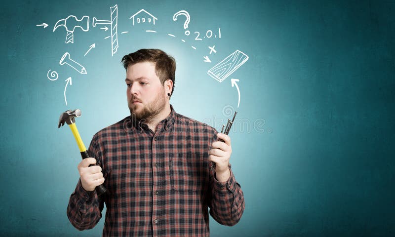 Guy with Construction Tools Stock Image - Image of adult, improvement ...