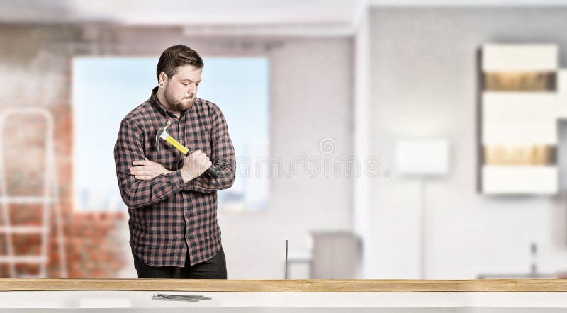 Guy with Construction Tools Stock Image - Image of looking, handyman ...