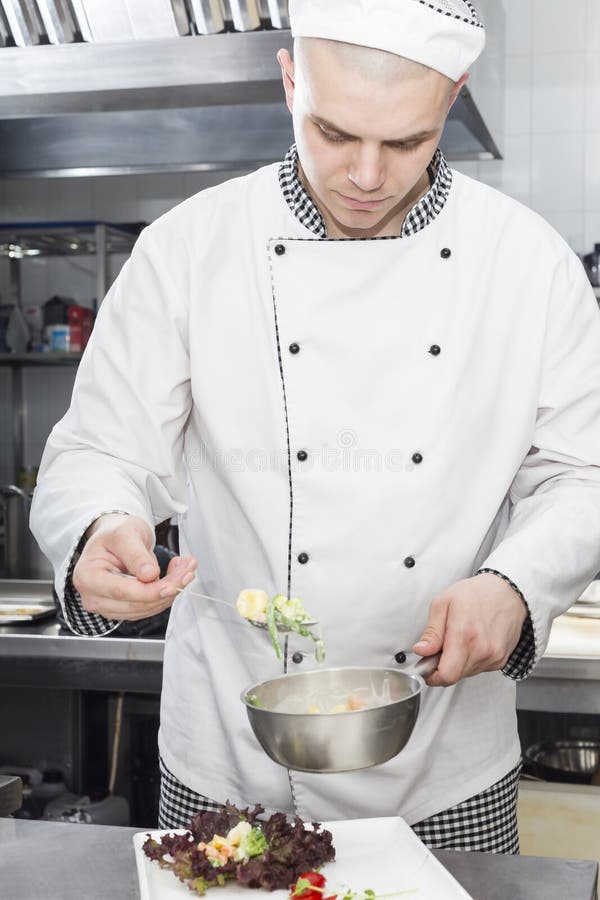 Guy Cook Preparing Delicacies Stock Image - Image of happy, plate ...