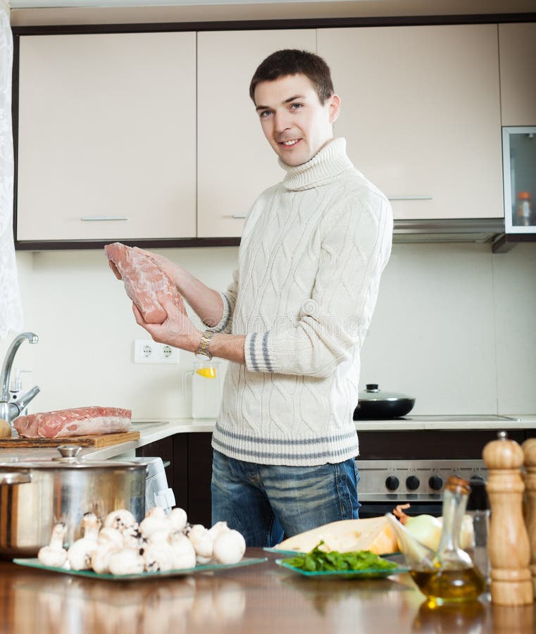 Guy Cooking French-style Meat Stock Photo - Image of meat, french: 38216144
