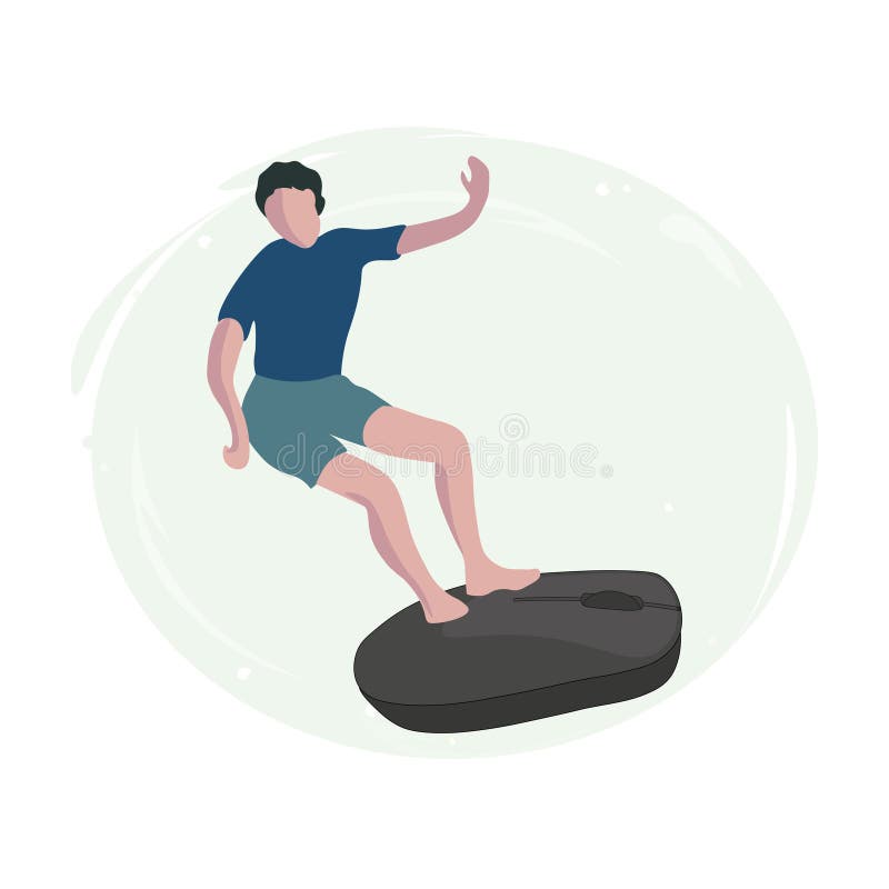 Man and Computer Mouse, Positive Vector Graphics for Printing Stock ...