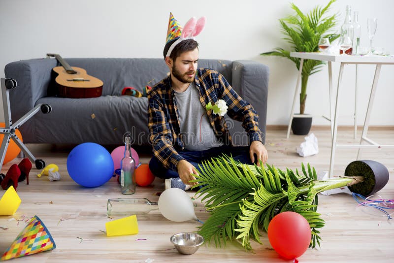 Hangover after a party stock photo. Image of chaos, booze - 100264232