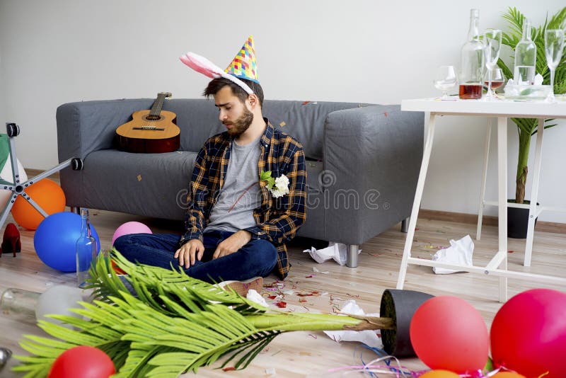 Hangover after a party stock photo. Image of dirty, caucasian - 100264368
