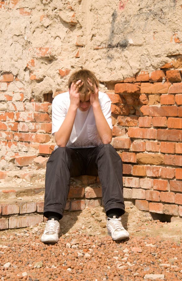 Guy in depression stock image. Image of serious, building - 62911963