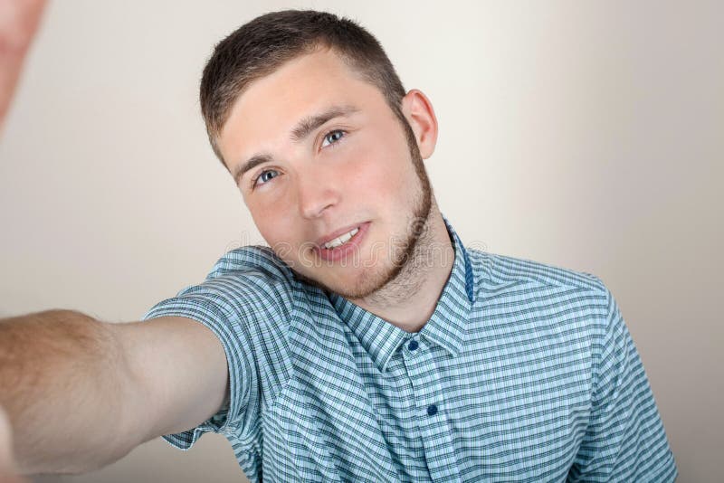 Guy does selfie stock image. Image of emotion, beautiful - 95505049