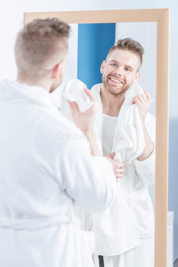 Guy in dressing gown stock photo. Image of healthy, narcissism - 62619338