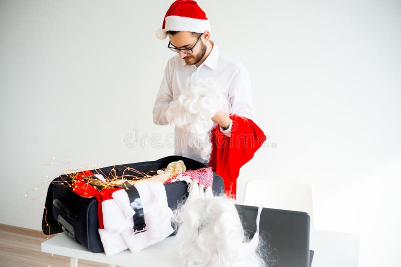 Guy Dressing Up As Santa Claus Stock Image - Image of santa, merry ...