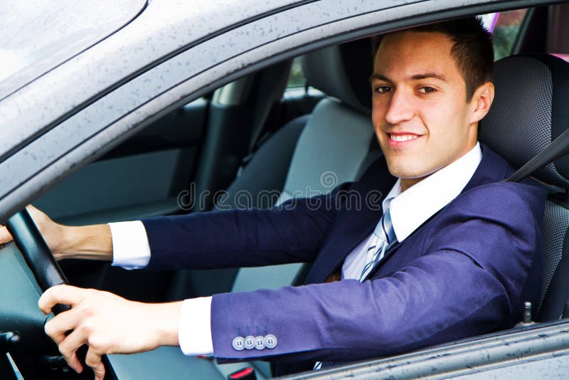 Guy driving his car stock photo. Image of assistance - 34199454