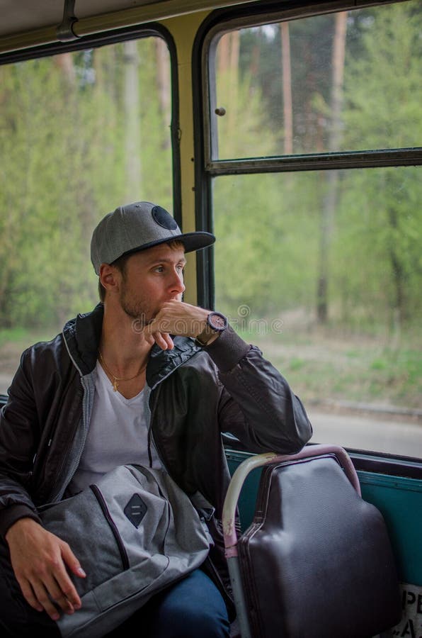 The Guy Driving in the Old Bus Stock Image - Image of happy, automobile ...