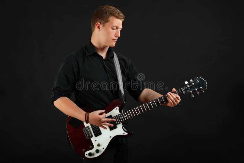 Guy with an Electric Guitar Stock Image - Image of musical, player ...