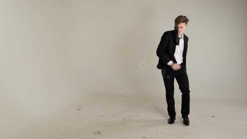 Guy in an Empty Room with White Walls. Stock Video - Video of male ...