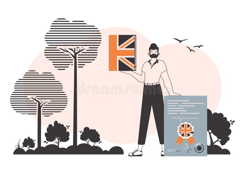 Guy English Teacher. the Concept of Learning English. Line Art Style ...