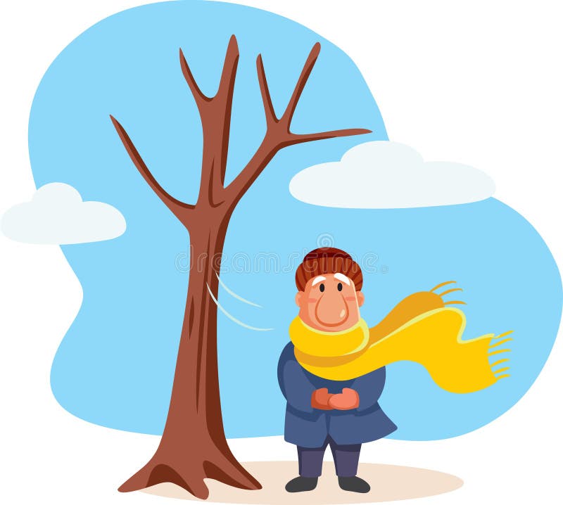 Man Freezing during a Cold Day Vector Cartoon Illustration Stock Vector ...