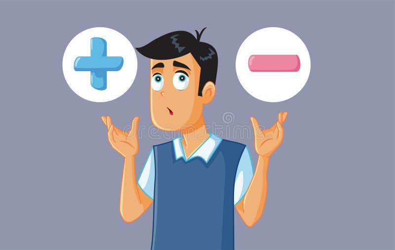 Man Calculating Pros and Cons Vector Cartoon Illustration Stock Vector ...