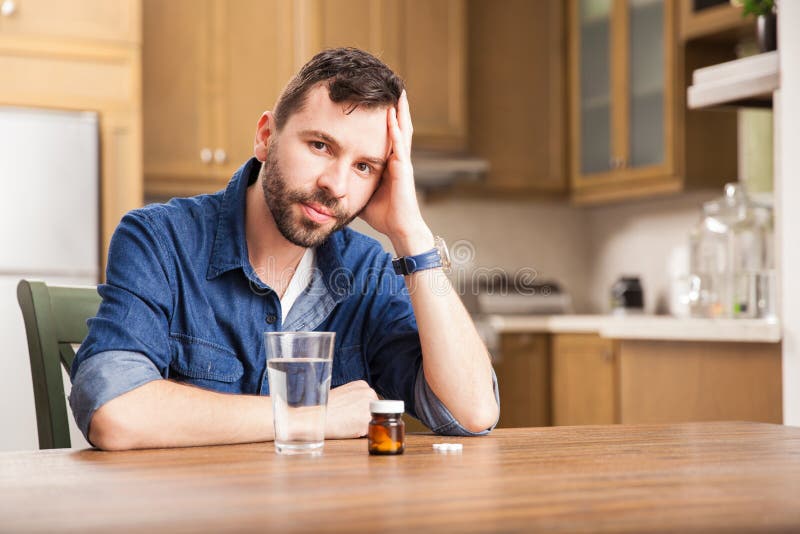 Hungover Man Taking Tablet Morning Stock Photos - Free & Royalty-Free ...