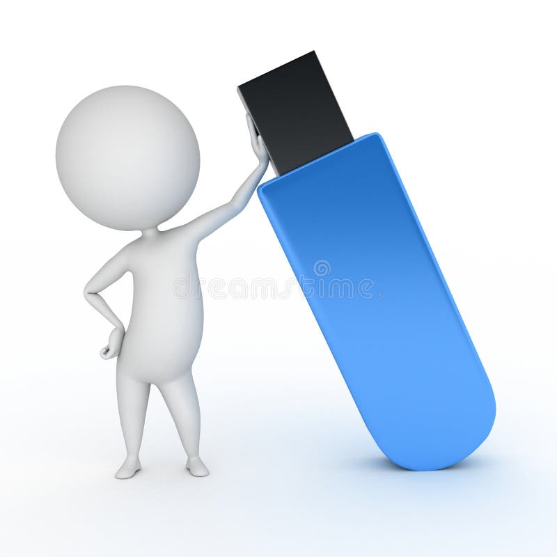 3d Character with Usb Flash Drive Stock Illustration - Illustration of ...