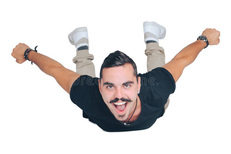 Guy flies like a plane stock photo. Image of lifestyle - 82957800