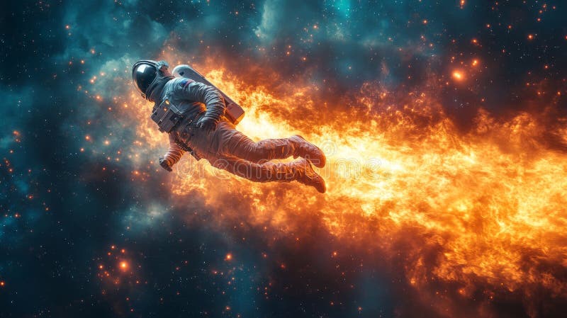 Guy Flying Up on Space Shuttle Boost Company Business Concept Stock ...