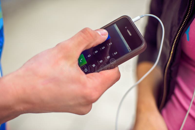 Guy and Girl Exchanging Telephone Numbers Stock Image - Image of ...